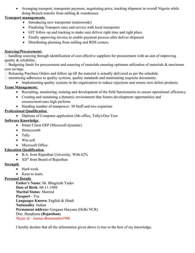 dharmendra current updated resume | PDF