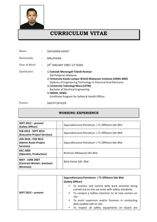 SAFIUDDIN SOHOT CV | PDF