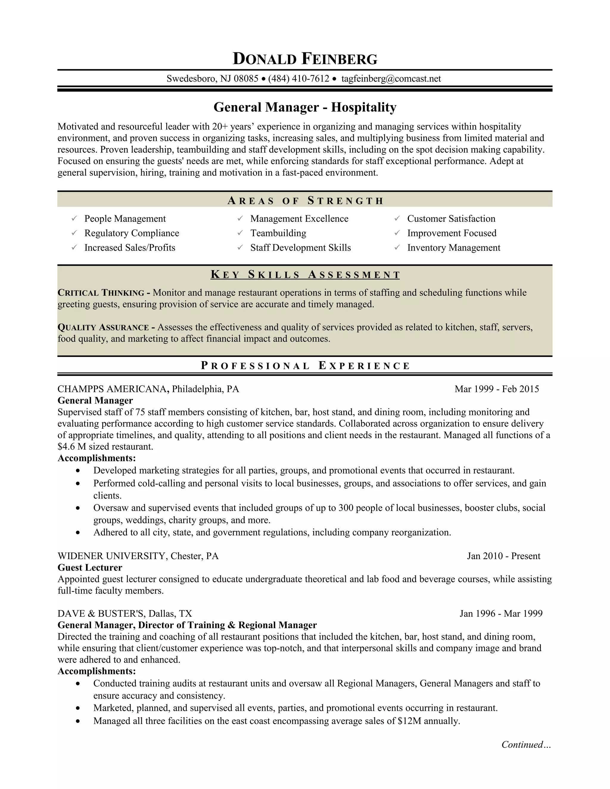 Donald Feinberg Resume | DOC