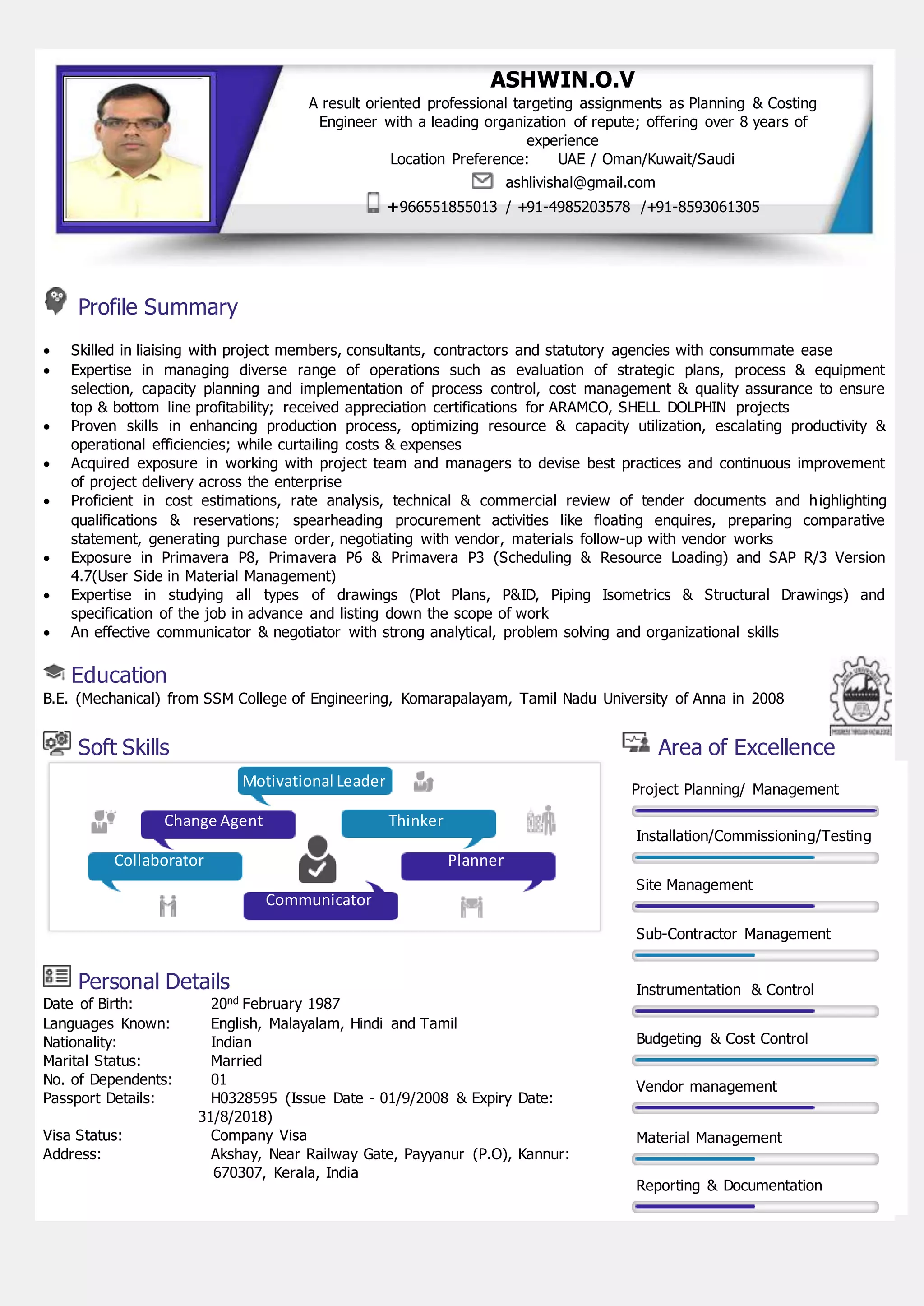 Ashwin_Planning Engineer-new | DOCX | Civil Engineering Industry | Industries