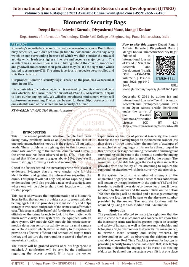 Biometric Security Bags | PDF