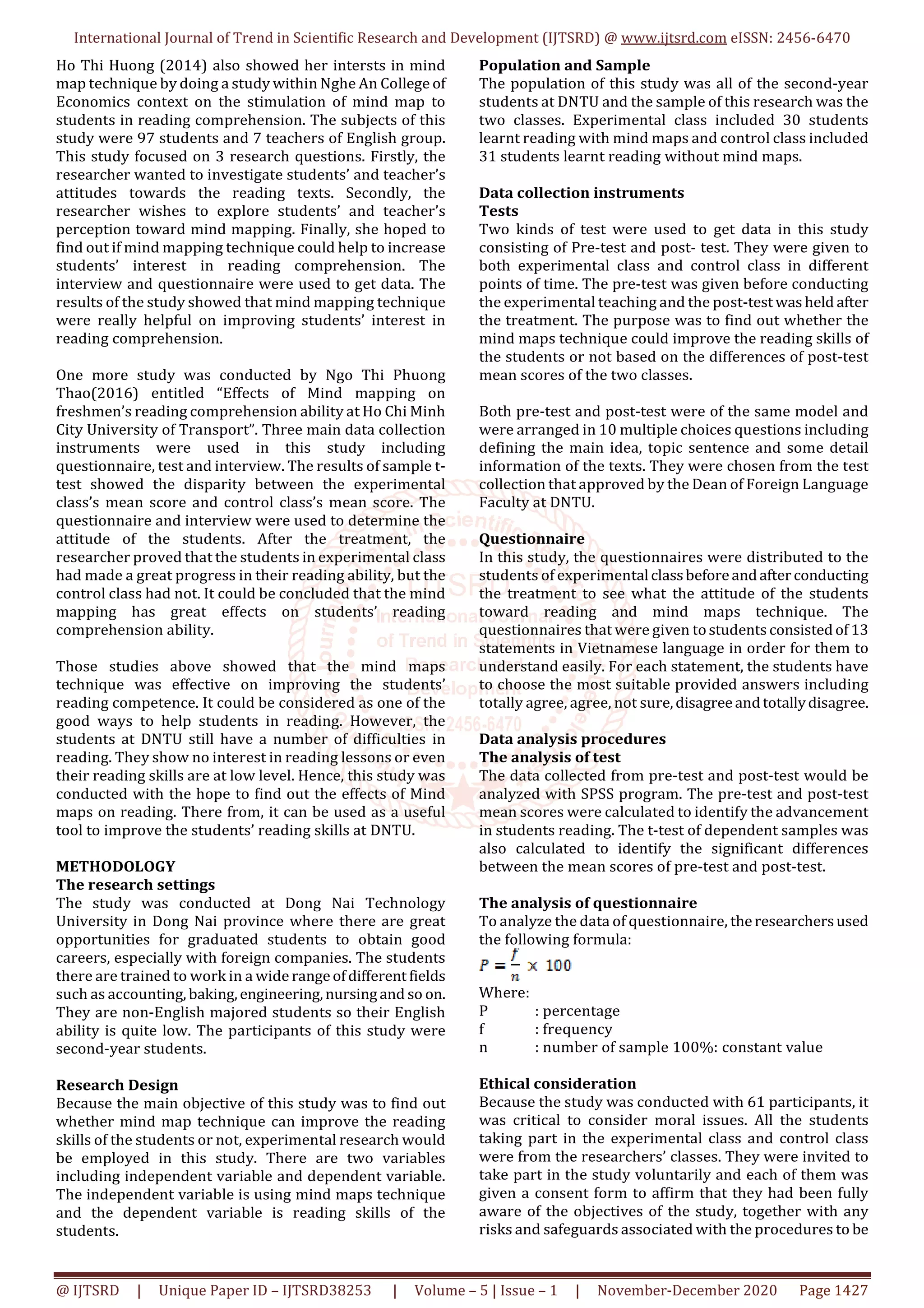 Using Mind Maps to Improve the Students’ Reading Skills at Dong Nai Technology University | PDF