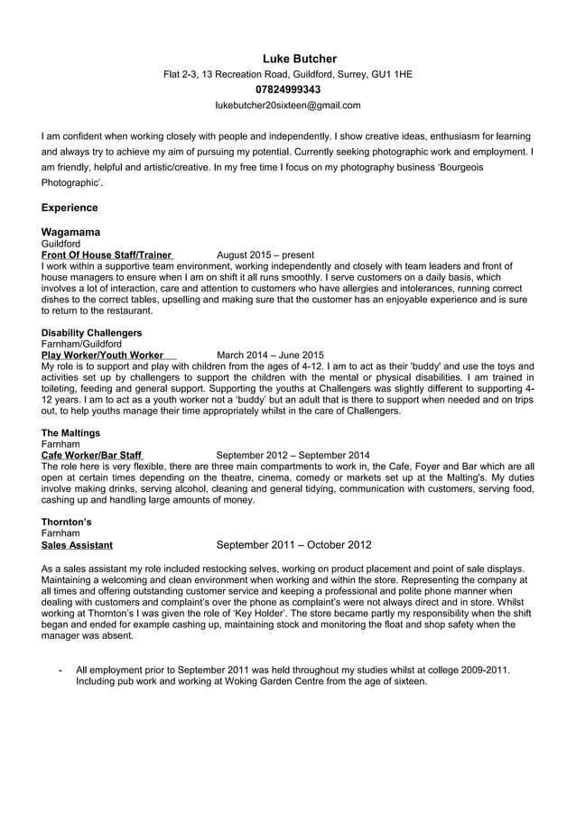 Luke Butcher CV (1) | PDF