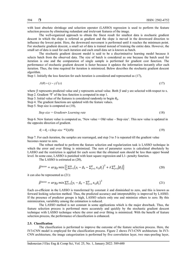 A deep learning approach based on stochastic gradient descent and least absolute shrinkage and ...
