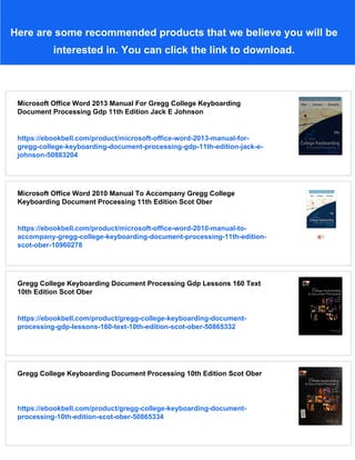 Gregg College Keyboarding Document Processing Word 2003 Manual 10th ...