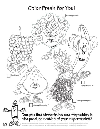 Fruits And Vegetables Coloring Book | PDF