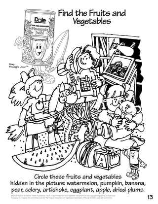 Fruits And Vegetables Coloring Book | PDF