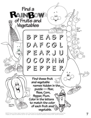 Fruits And Vegetables Coloring Book | PDF