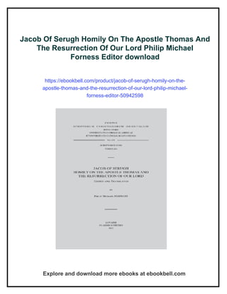 Jacob Of Serugh Homily On The Apostle Thomas And The Resurrection Of ...