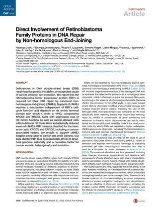 Direct Involvement of Retinoblastoma Family Proteins in DNA Repair by ...