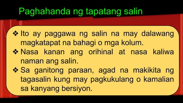Mga hakbang sa Pagsasalin | PPTX