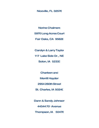 Family list addresses | DOC