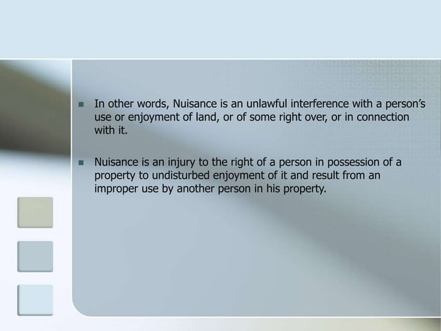 Law of Nuisance PPT for law students.ppt | Injuries | Diseases and Conditions