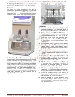 A Review on Dispersible Tablets A Novel Drug Delivery System for ...