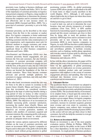 Customer Proximity, Global Positioning Systems GPS and Return on ...