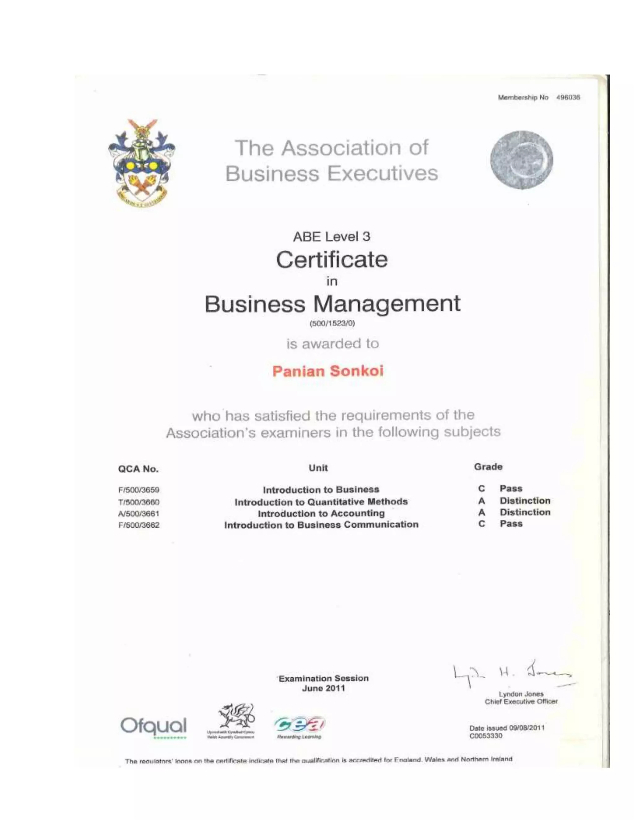 ABE CERTIFICATES | DOCX