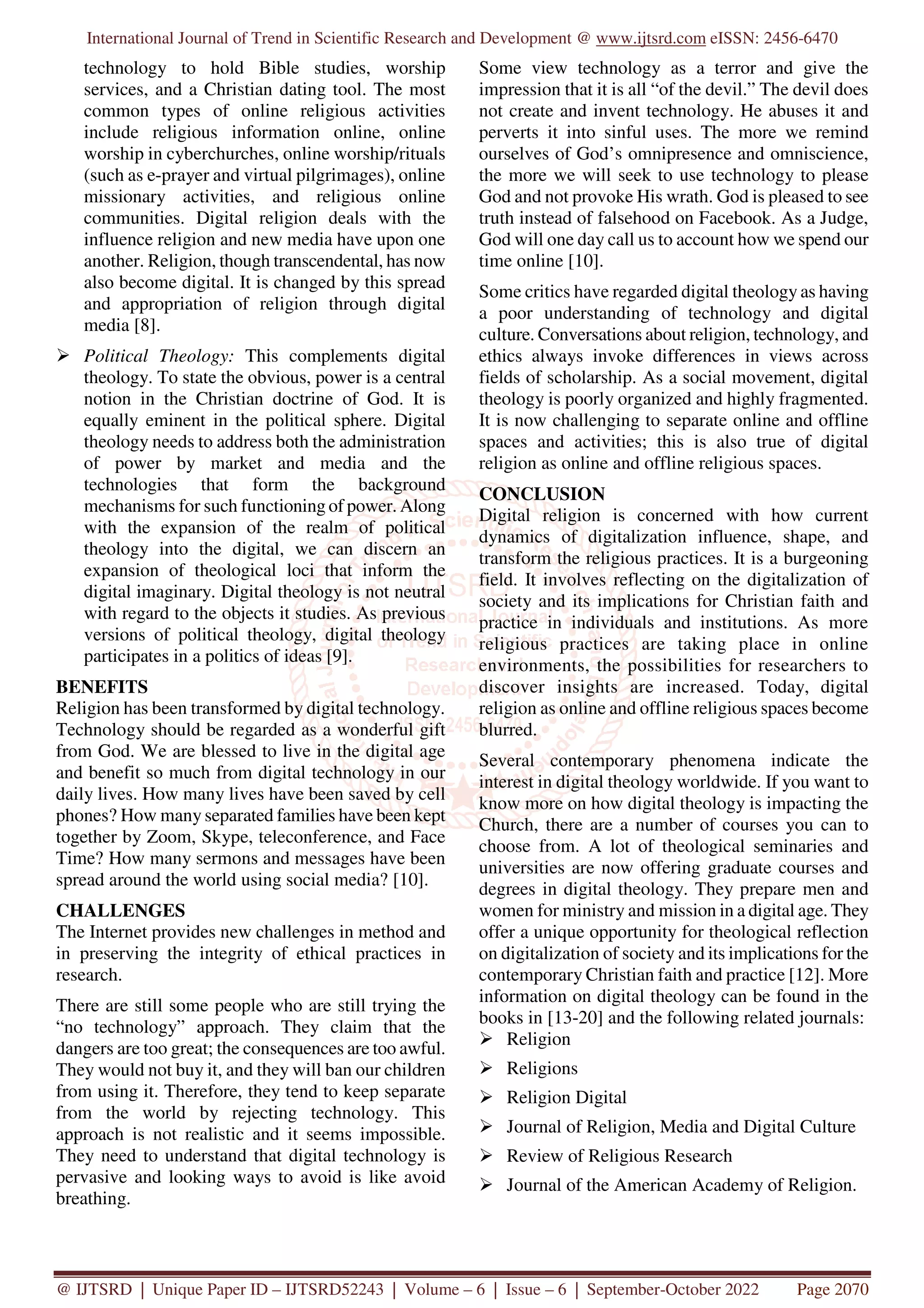 Digital Theology An Overview | PDF