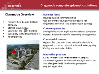 Diagenode Epigentic Solutions | PPT