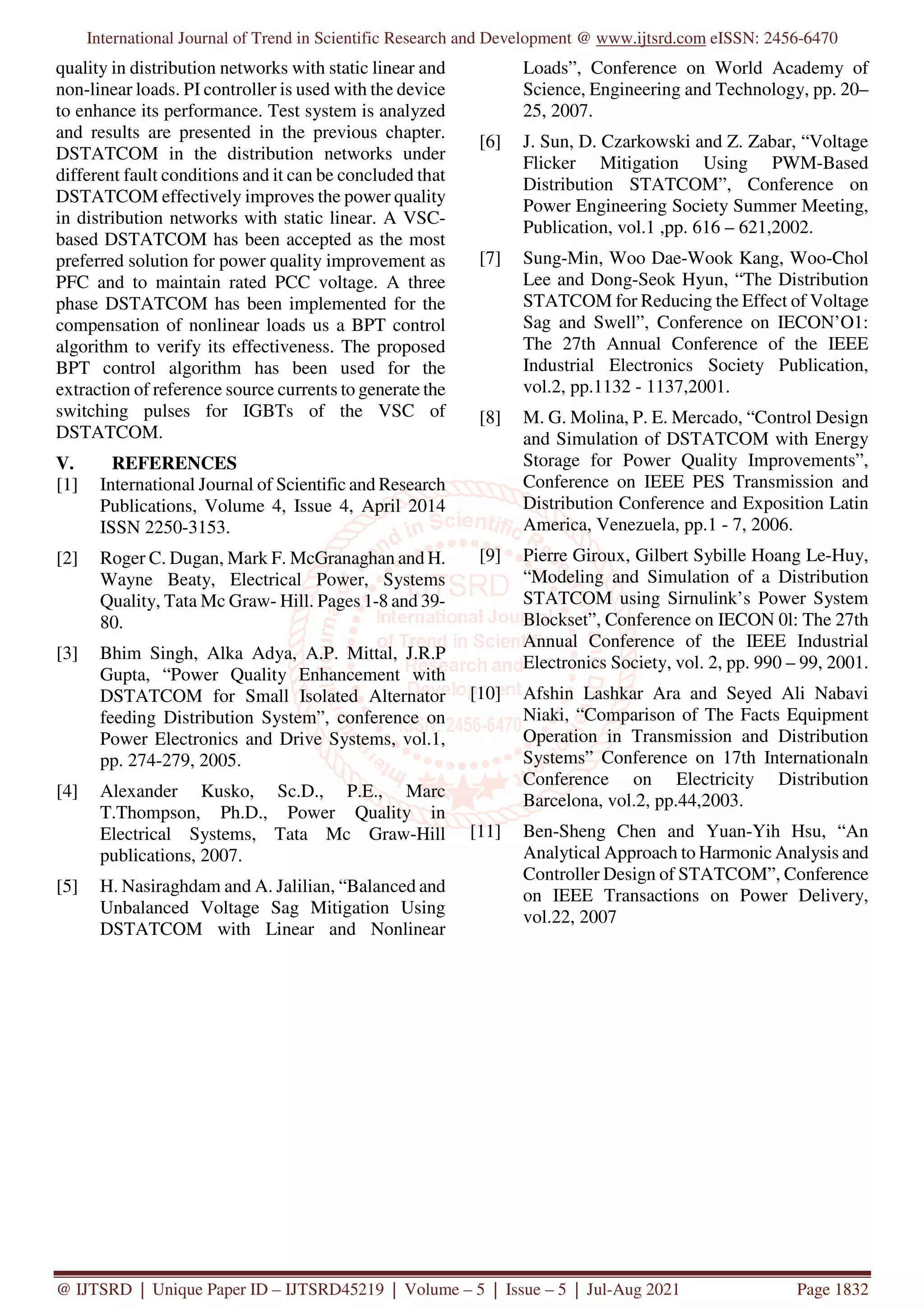 Optimization Technique for Power Quality Improvement using DSTATCOM Neural Network Approach – A ...