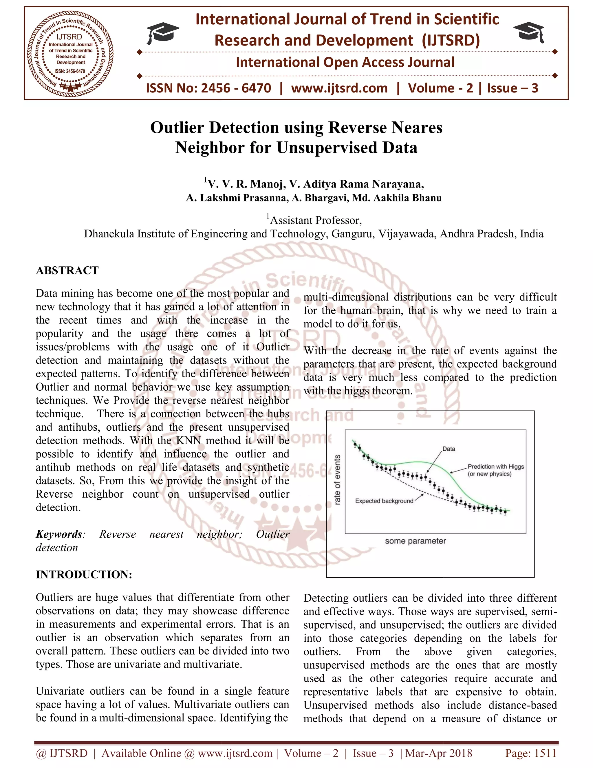 Outlier Detection Using Reverse Neares Neighbor For Unsupervised Data Pdf