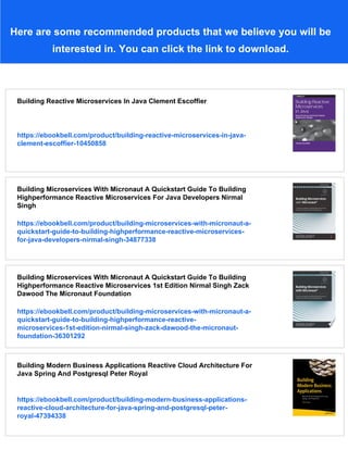 Building Reactive Microservices In Java 1st Edition Clement Escoffier | PDF