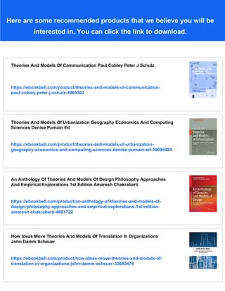 Theories And Models Of Communication Paul Cobley Editor Peter J Schulz ...