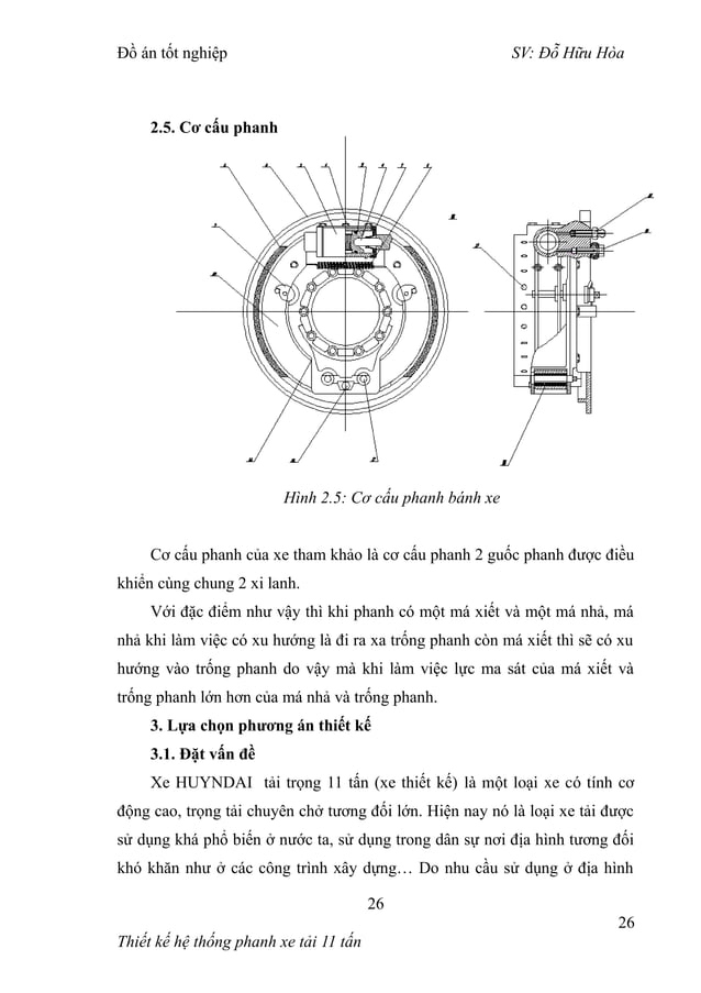 Đồ án thiết kế hệ thống phanh xe tải | PDF