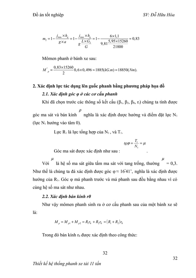 Đồ án thiết kế hệ thống phanh xe tải | PDF