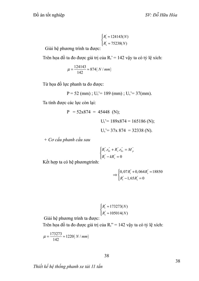 Đồ án thiết kế hệ thống phanh xe tải | PDF