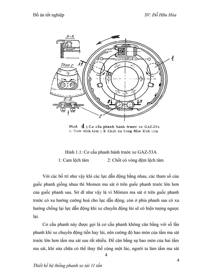 Đồ án thiết kế hệ thống phanh xe tải | PDF