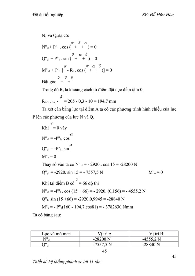 Đồ án thiết kế hệ thống phanh xe tải | PDF
