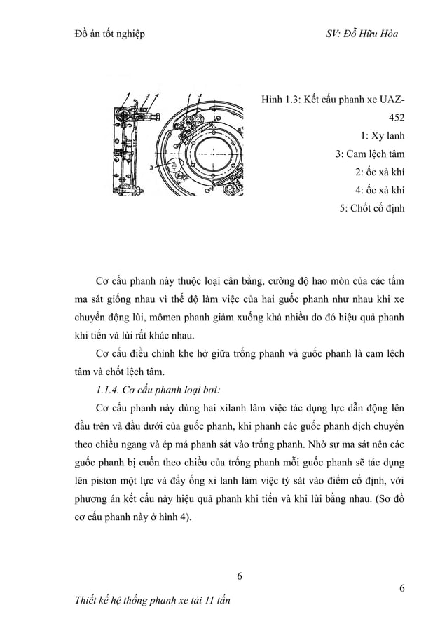 Đồ án thiết kế hệ thống phanh xe tải | PDF