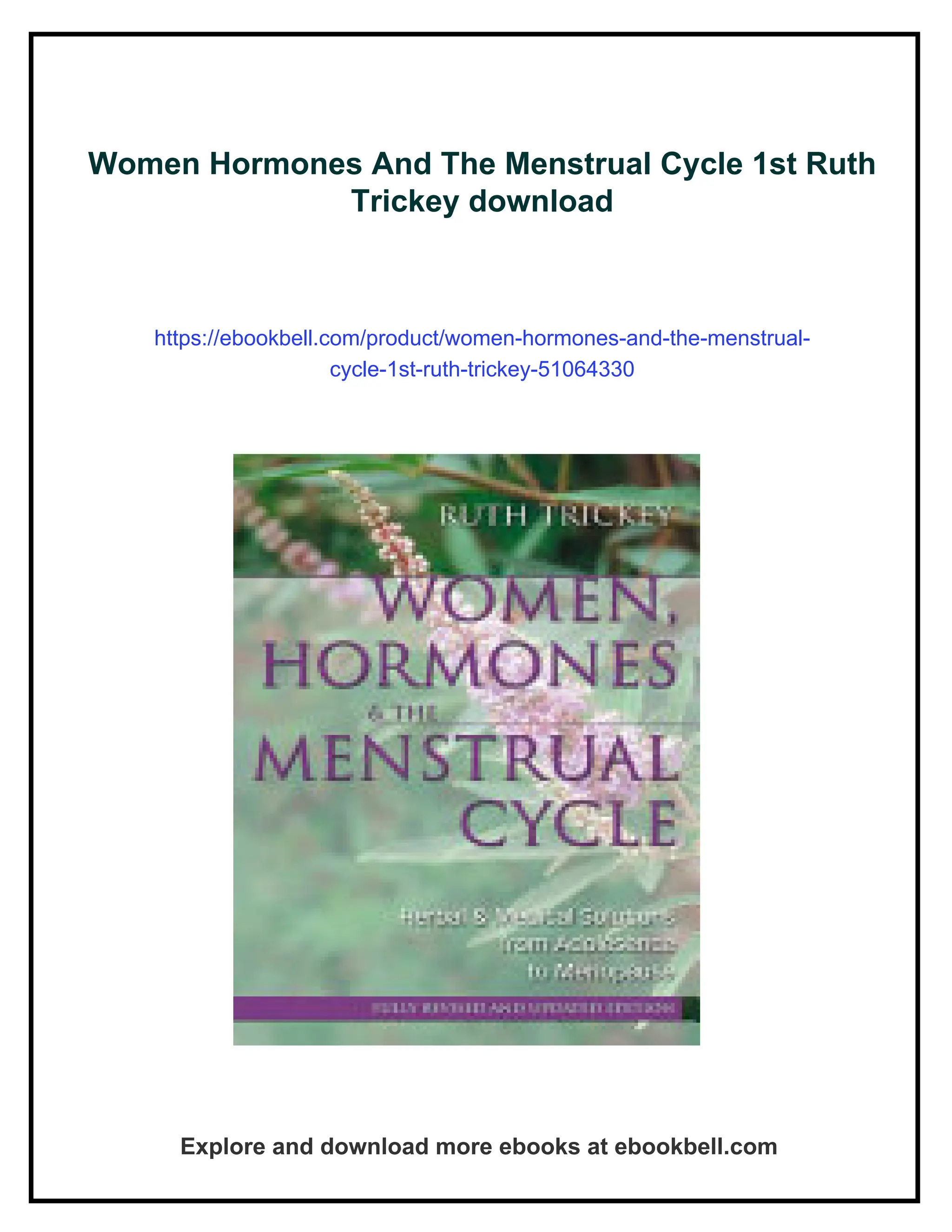 Women Hormones And The Menstrual Cycle 1st Ruth Trickey | PDF