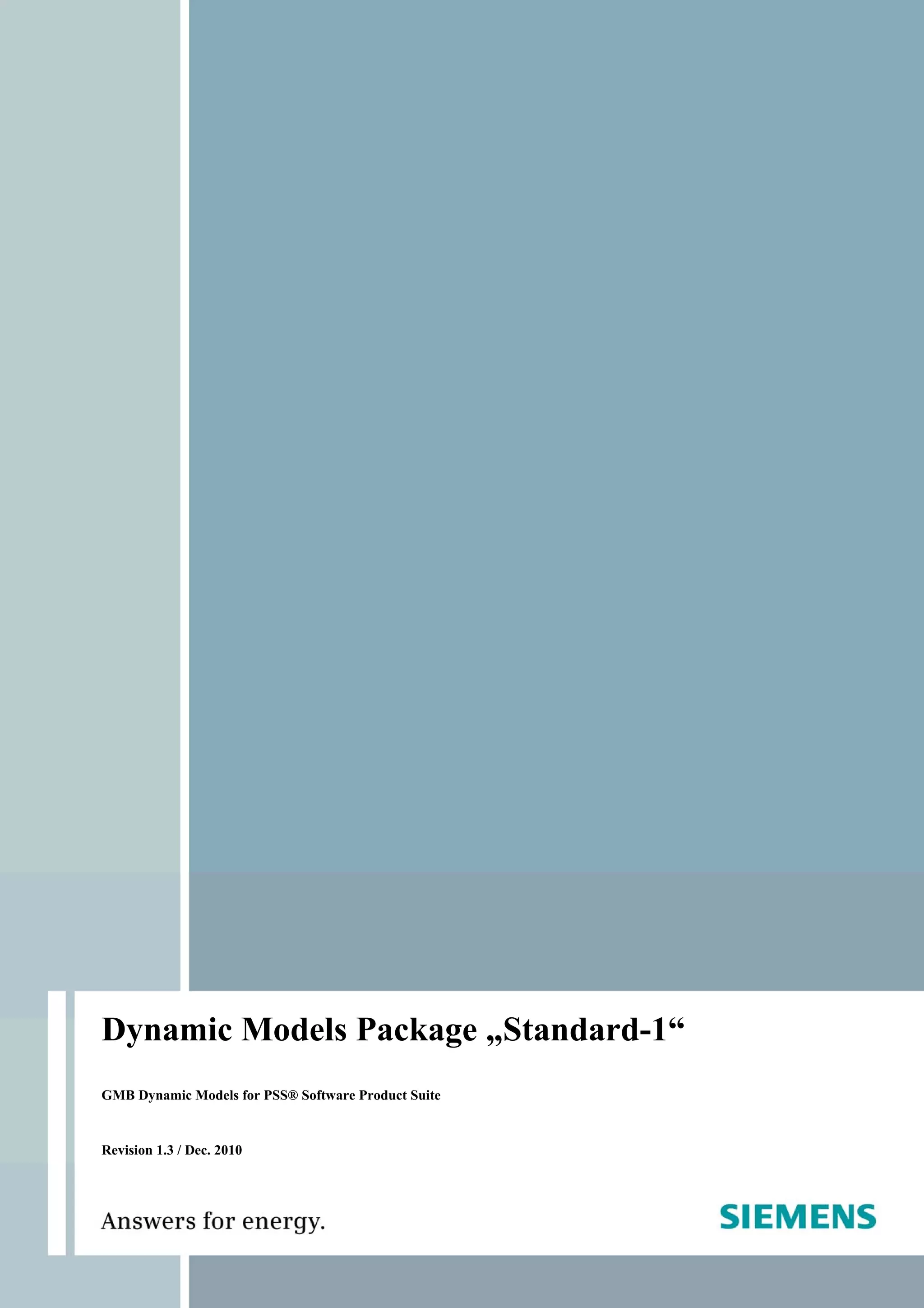 siemens dynamic models package standard 1 PSS-E | PDF