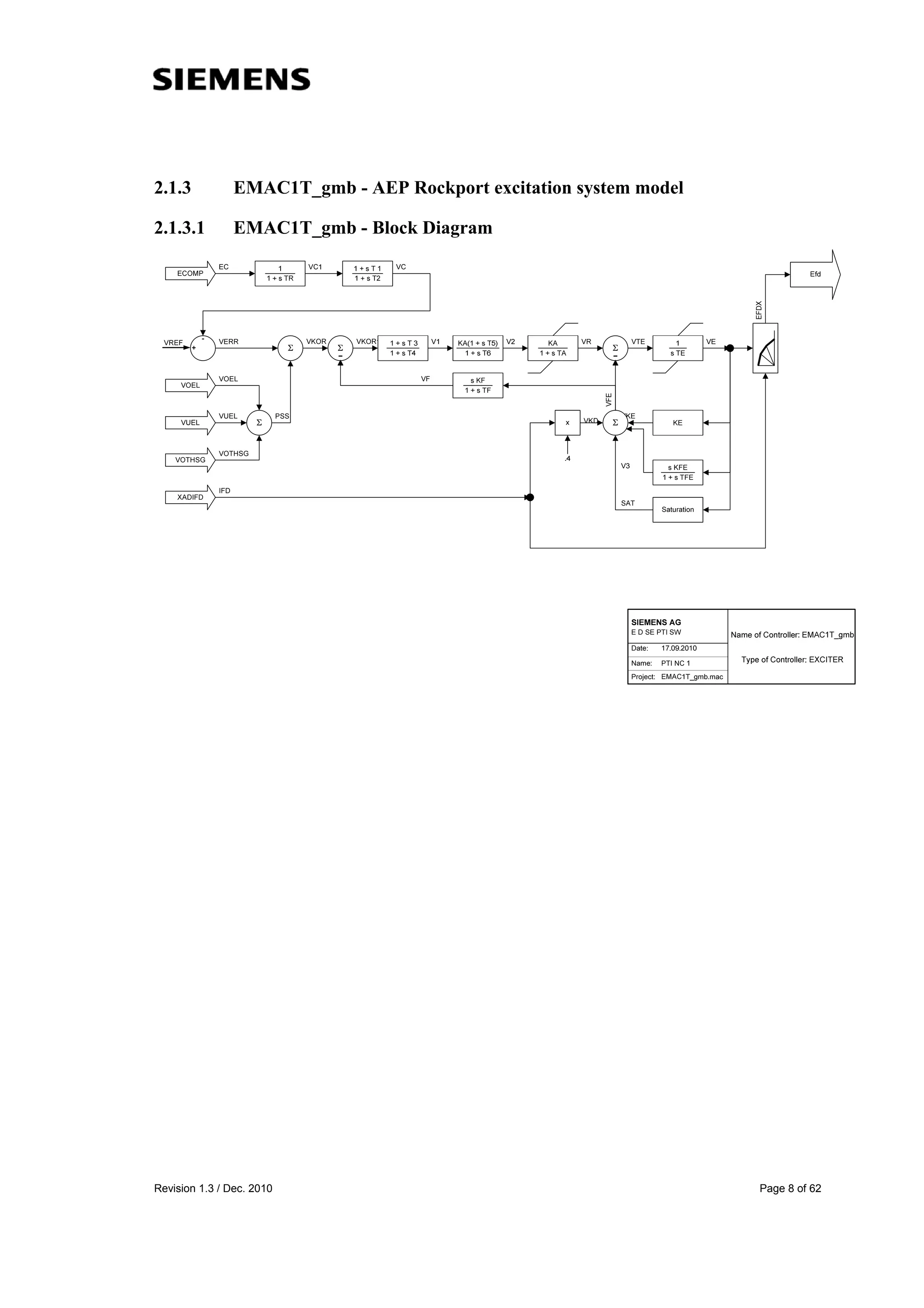 siemens dynamic models package standard 1 PSS-E | PDF