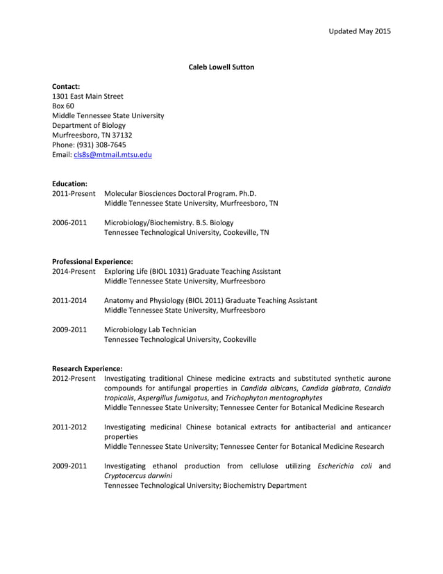 Caleb L Sutton CV | PDF
