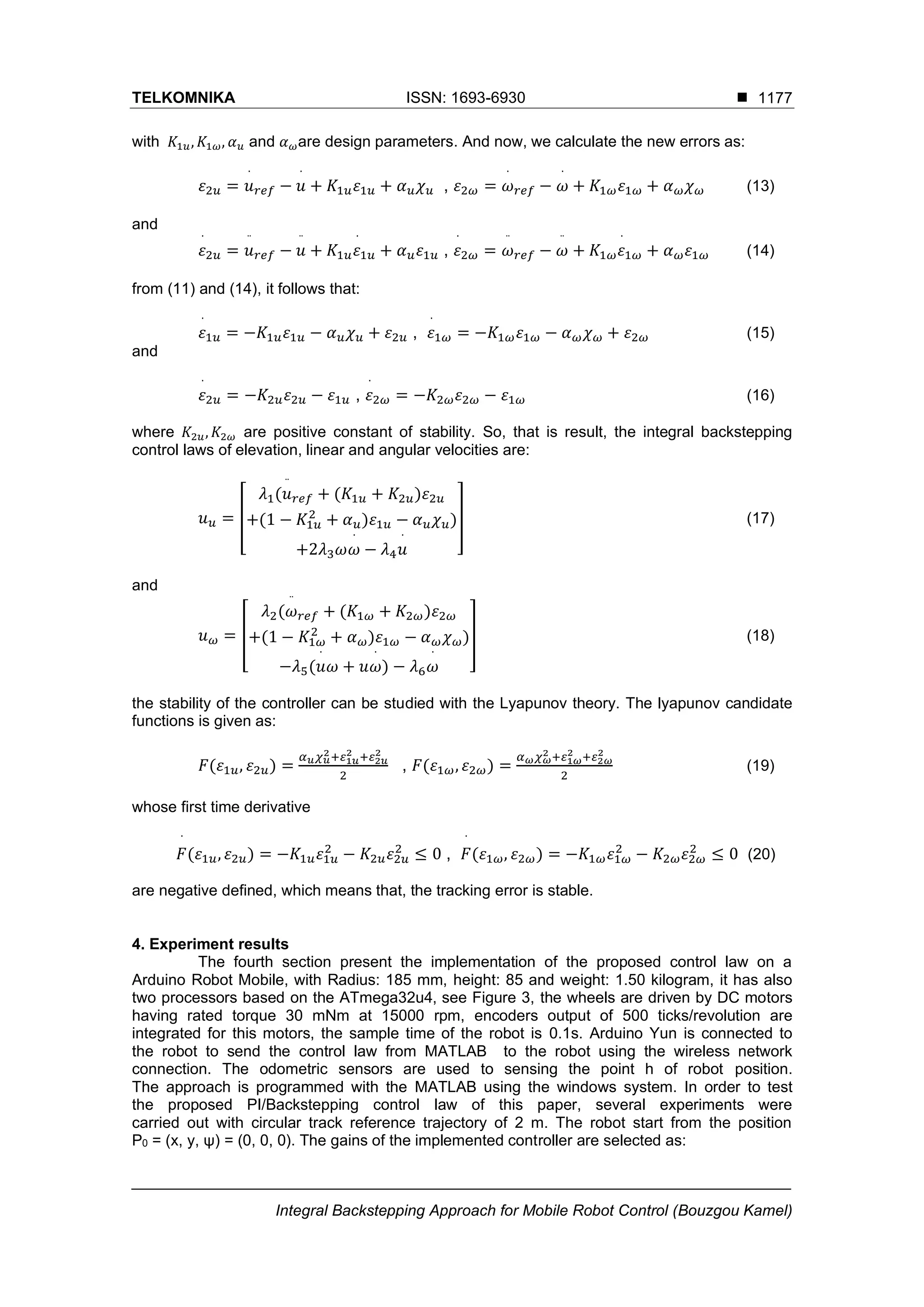 Integral Backstepping Approach For Mobile Robot Control Pdf