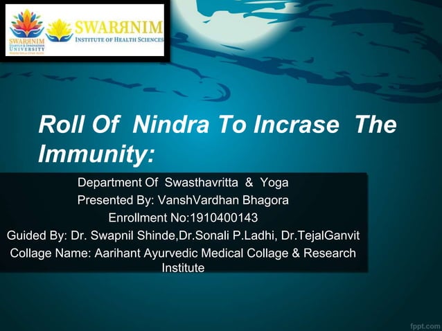 Role Of Nindra To Increase The Immunity.pptx