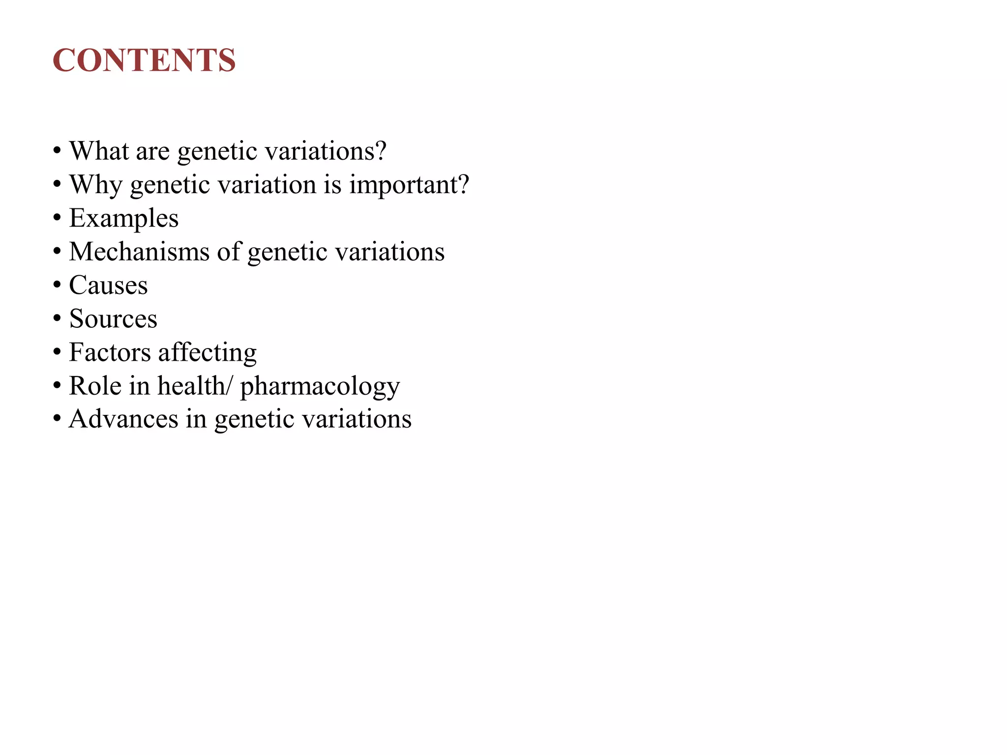 genetic variations and its role in health/ pharmacology | PPTX