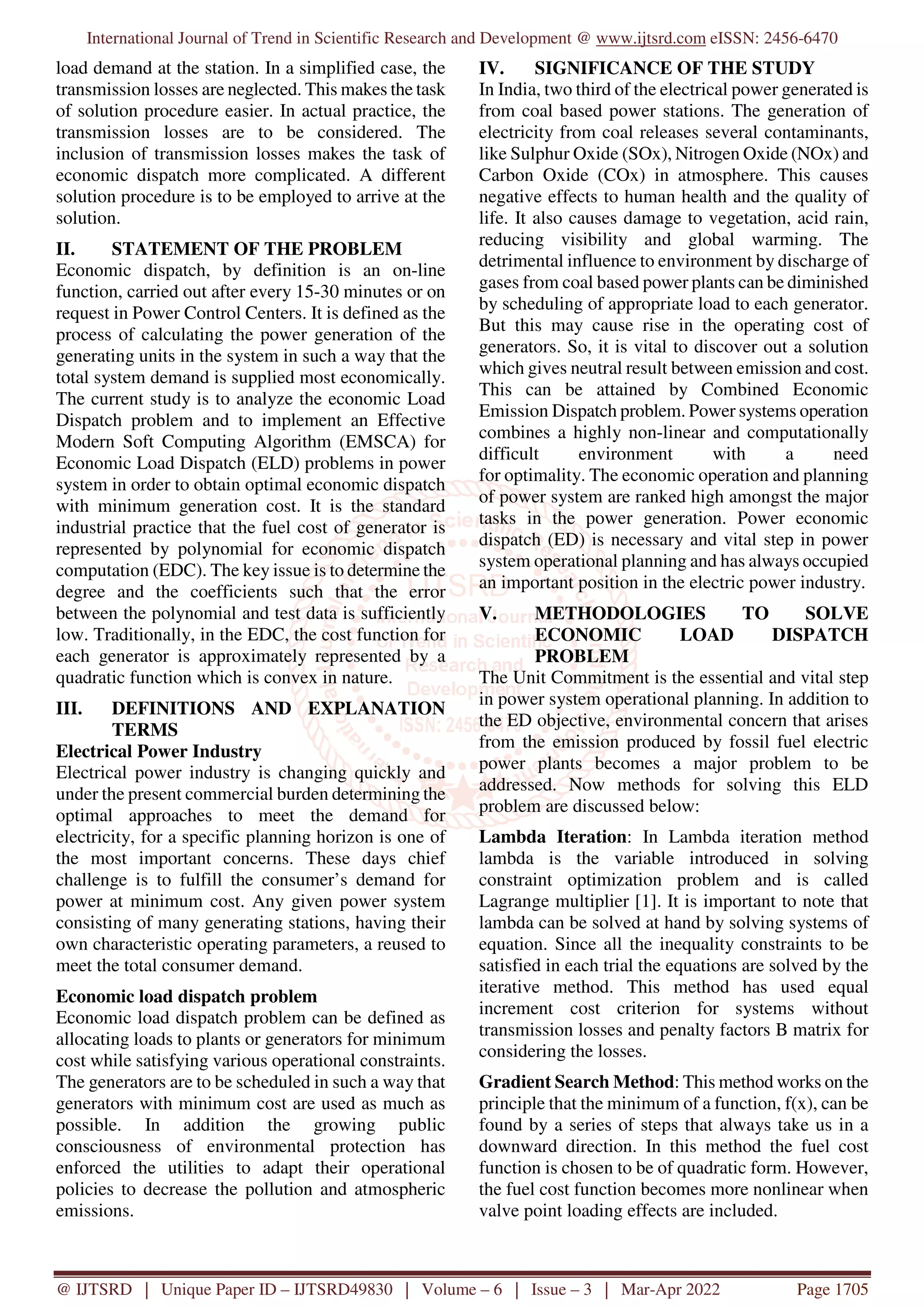 A Review on Various Techniques Used for Economic Load Dispatch in Power System | PDF