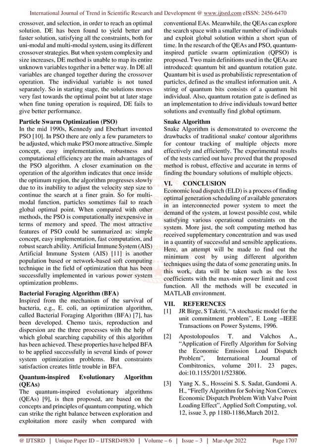 A Review on Various Techniques Used for Economic Load Dispatch in Power System | PDF