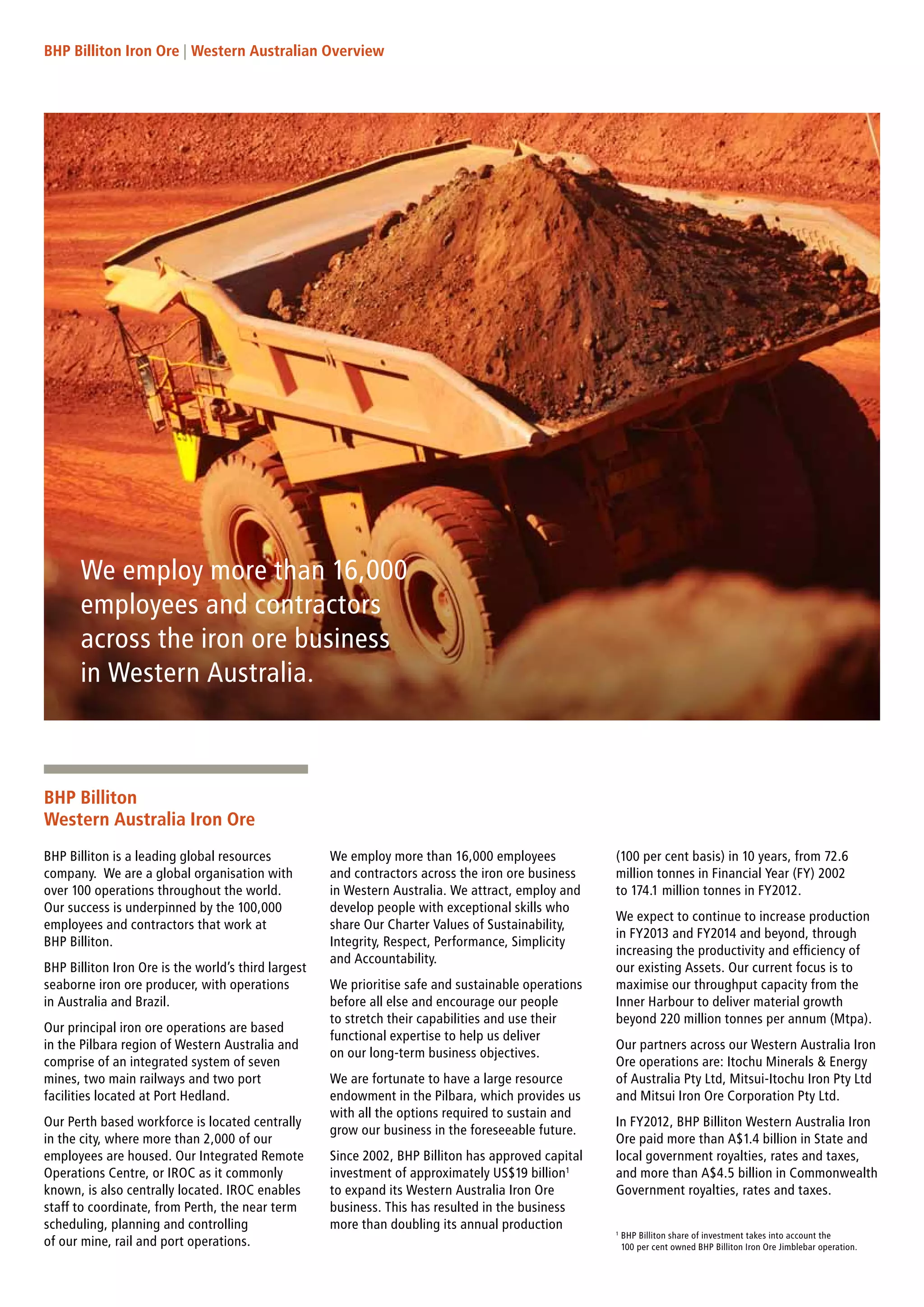 BHP Billiton Iron Ore Brochure | PDF