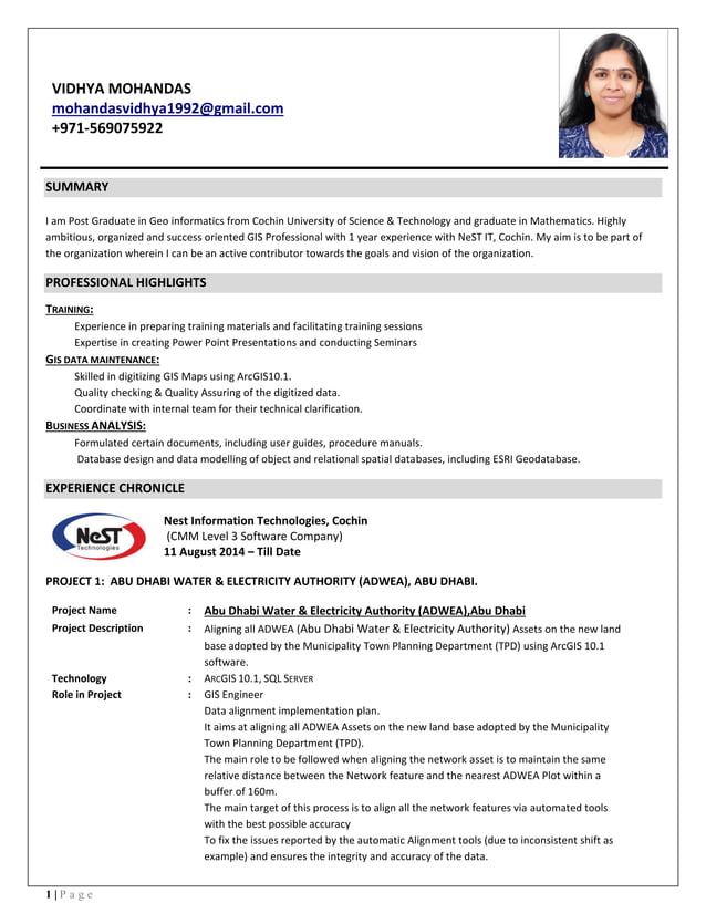 RESUME_VIDHYA_MOHANDAS | PDF