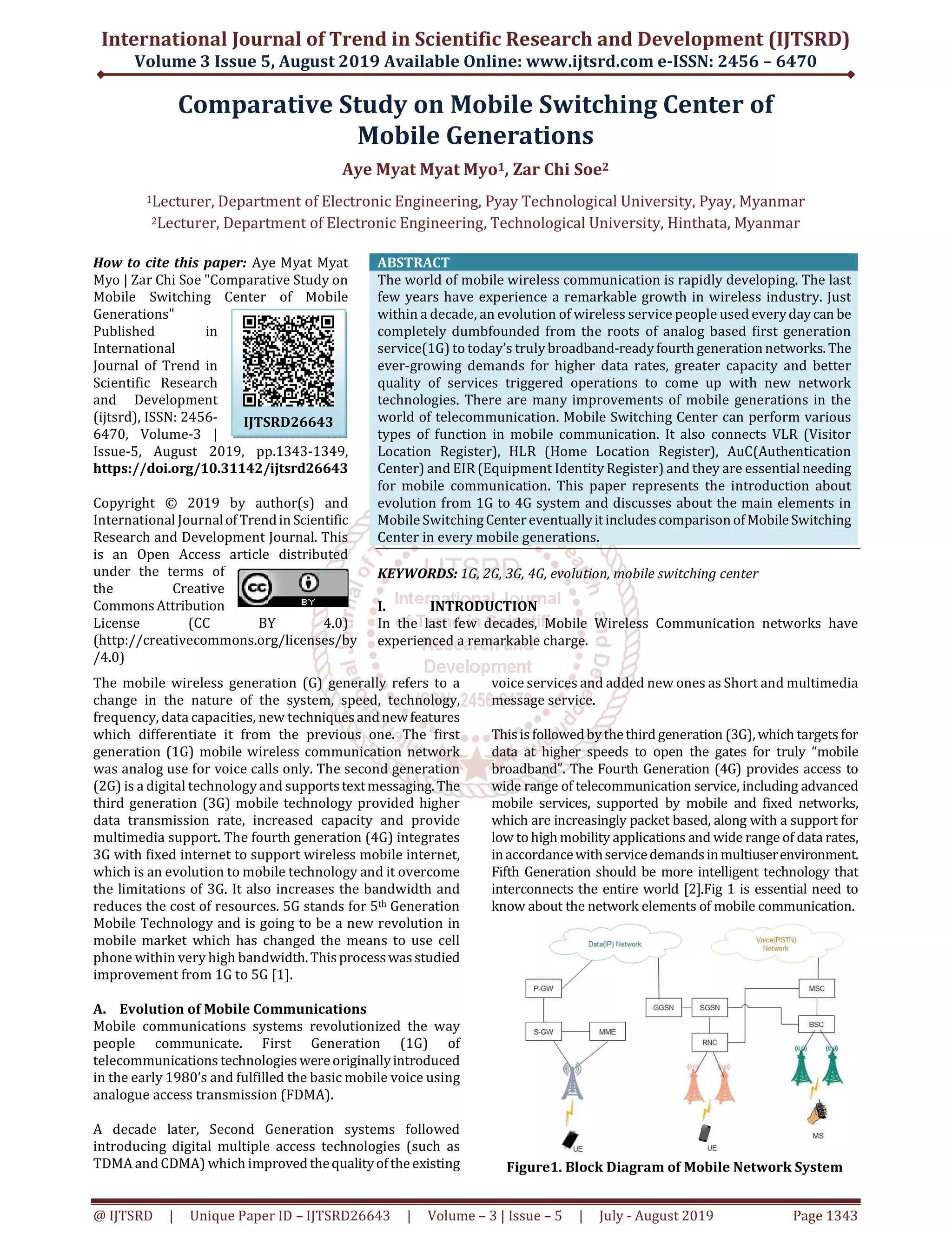 Comparative Study on Mobile Switching Center of Mobile Generations | PDF
