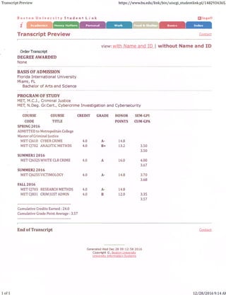 BU Transcript | PDF