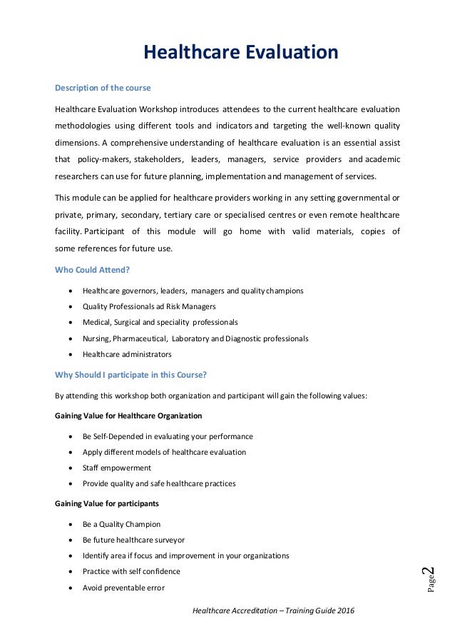 Healthcare Evaluation Workshop