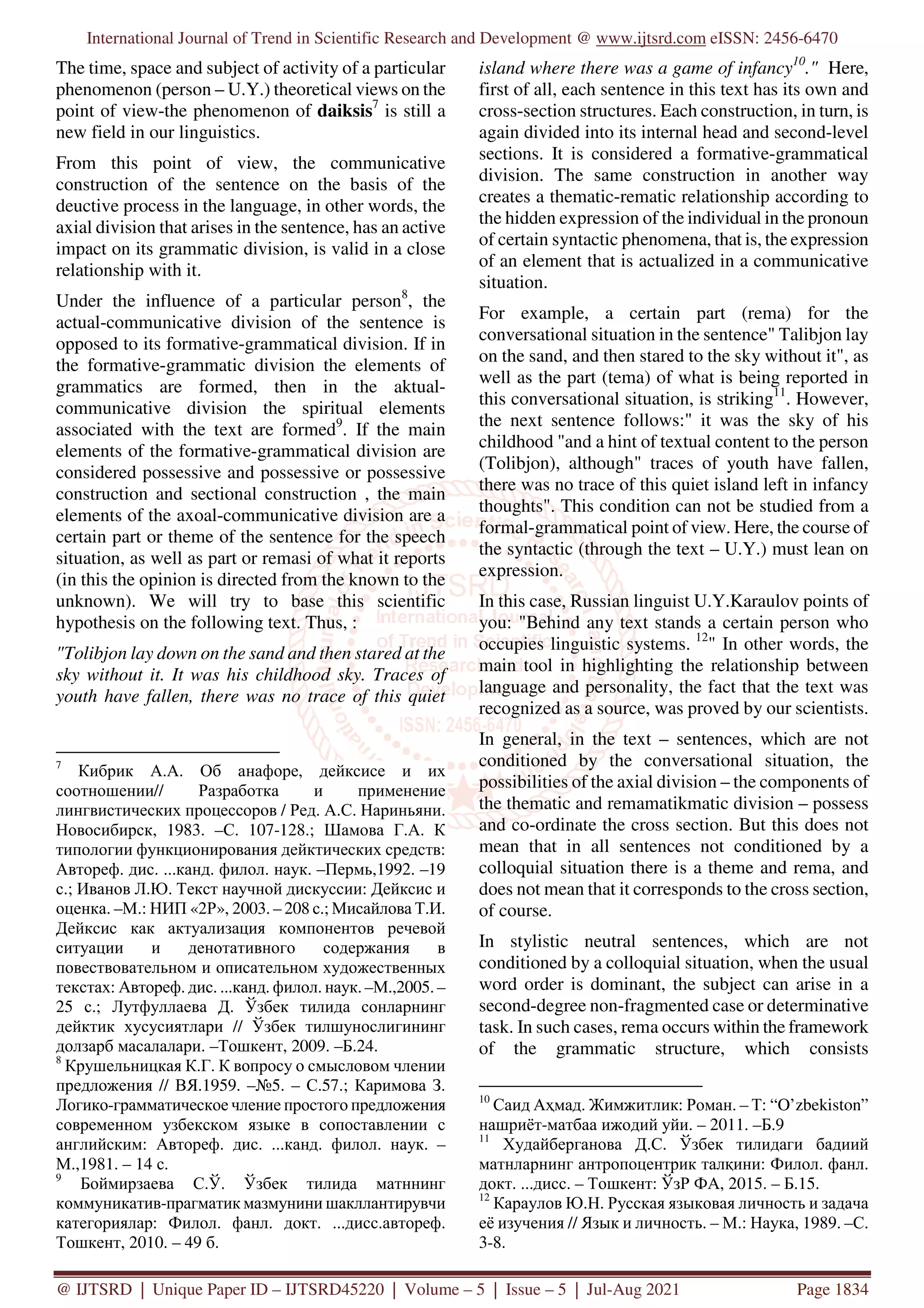 Syntactic Level and Dectical Expression of the Linguistic Atom ...