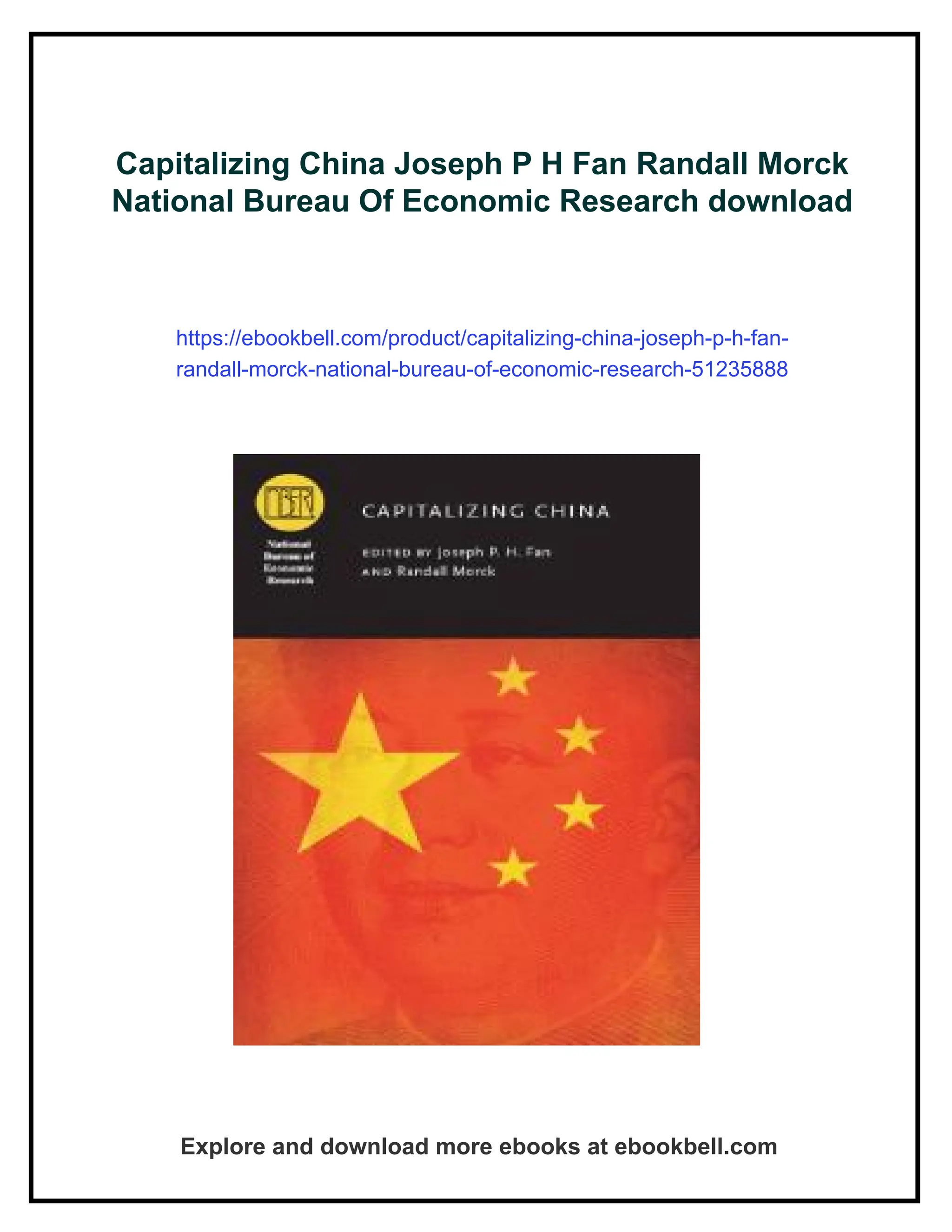 Capitalizing China Joseph P H Fan Randall Morck National Bureau Of ...