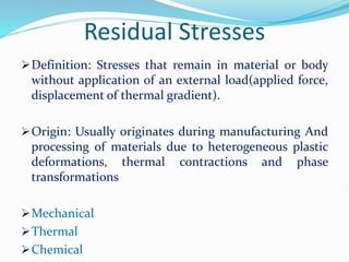 RESIDUAL STRESS MEASUREMENT TECHNIQUE for the application | PPTX