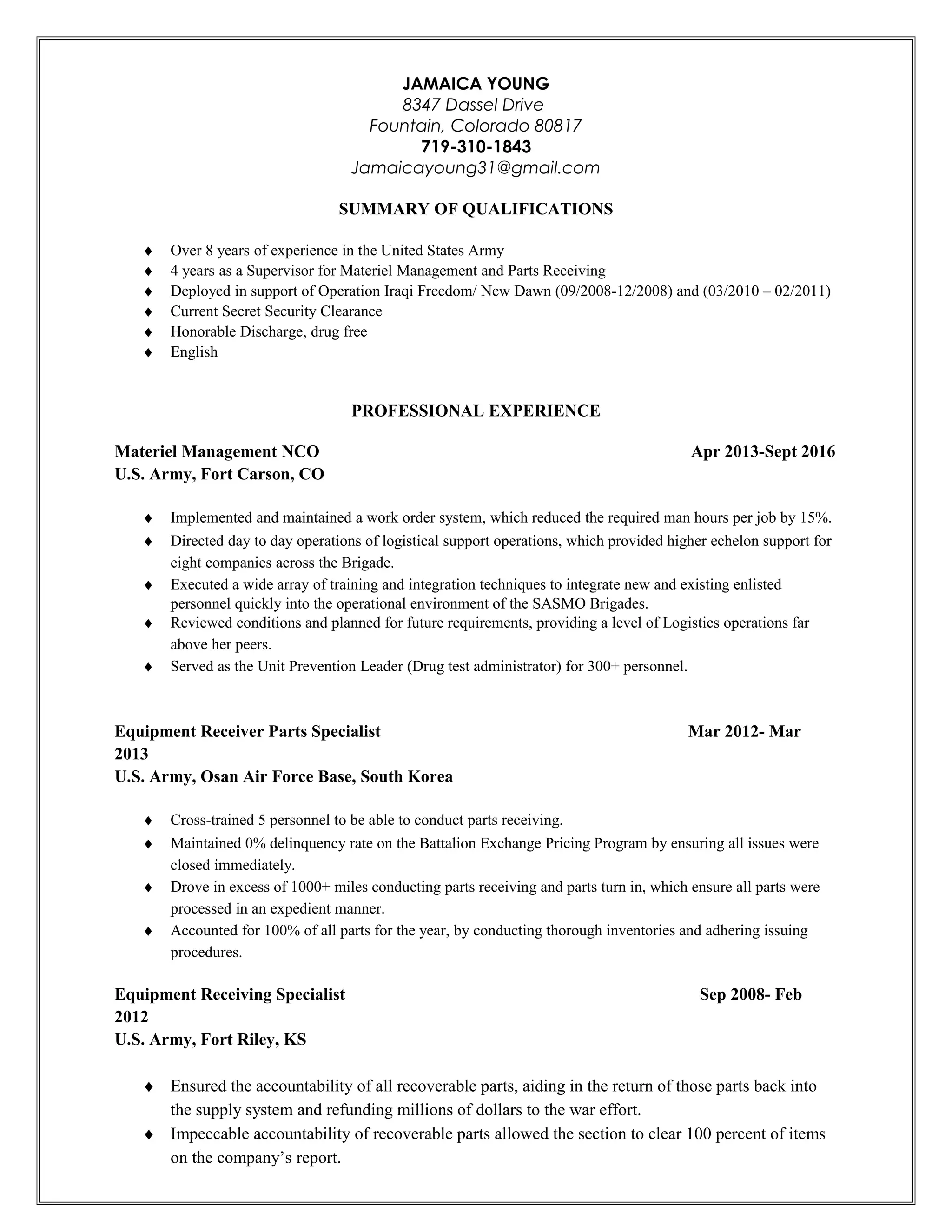 SGT Young resume | PDF